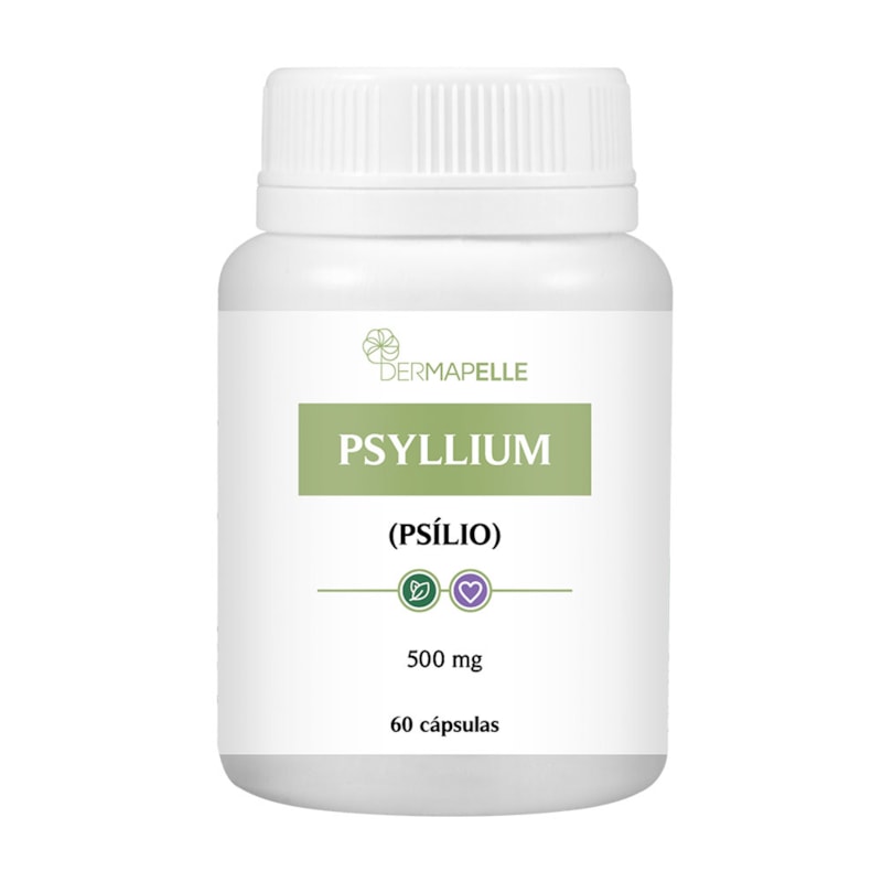 Psílio (Psyllium) 500mg 60 Cápsulas - Dermapelle