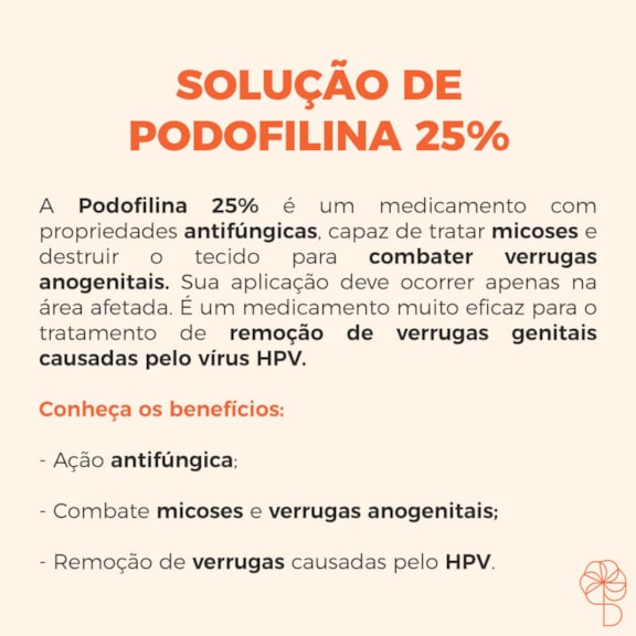 Solução Podofilina 25% 15ml - HPV e Verrugas Genitais