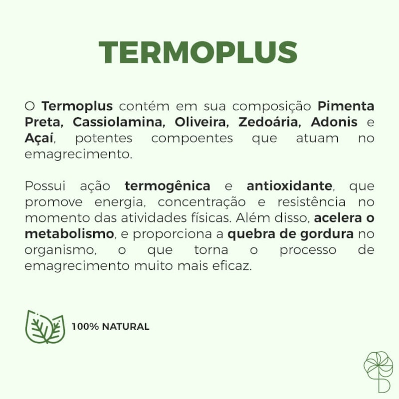 Termoplus 500mg 30 Cápsulas - Termogênico | Dermapelle