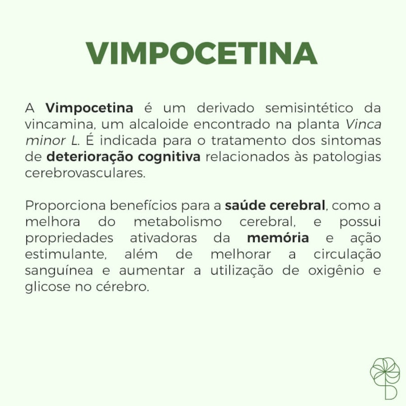 Vimpocetina 5mg 60 cápsulas - Metabolismo cerebral | Dermapelle